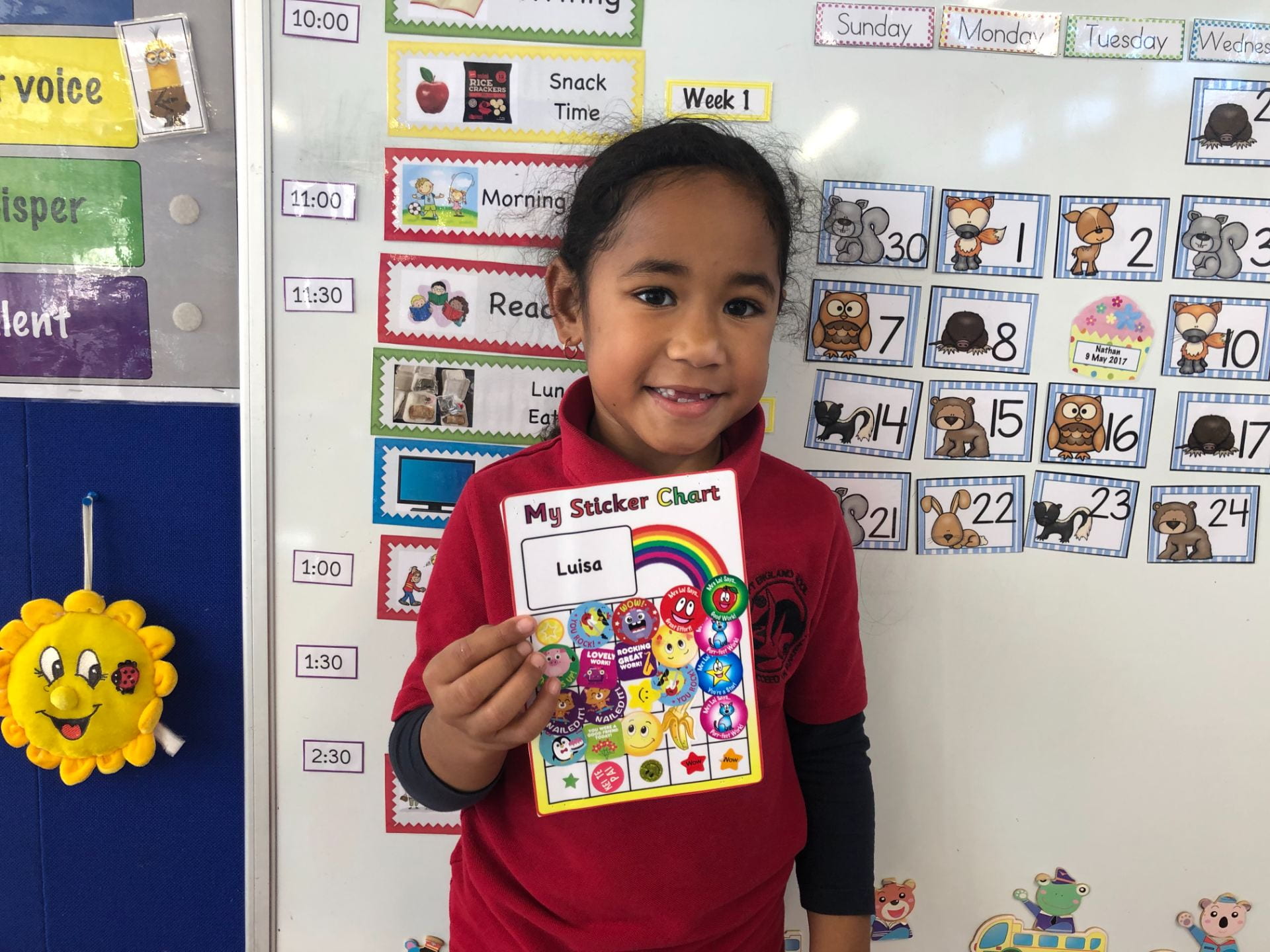 My sticker chart – Luisa @ Pt England School